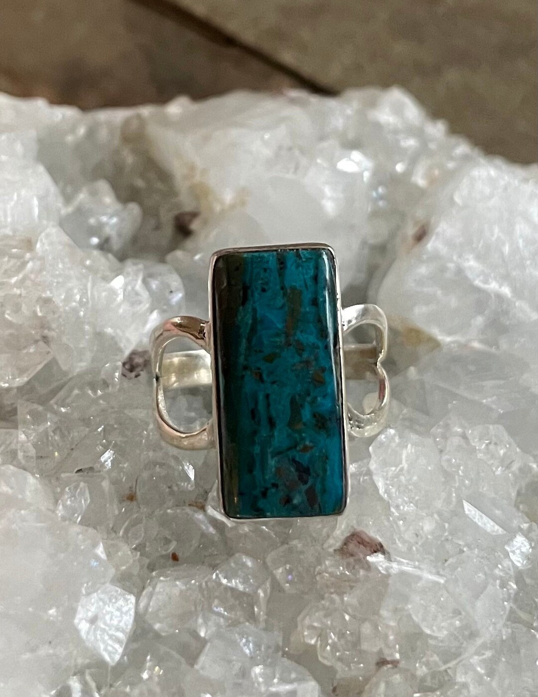 Peruvian Opalina Sterling Silver Ring, Size 8, Opalized Chrysocolla ...