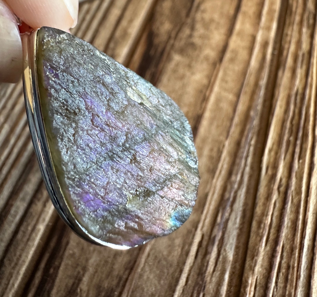 Rough Purple Labradorite Sterling Silver Pendant, Raw Unpolished ...