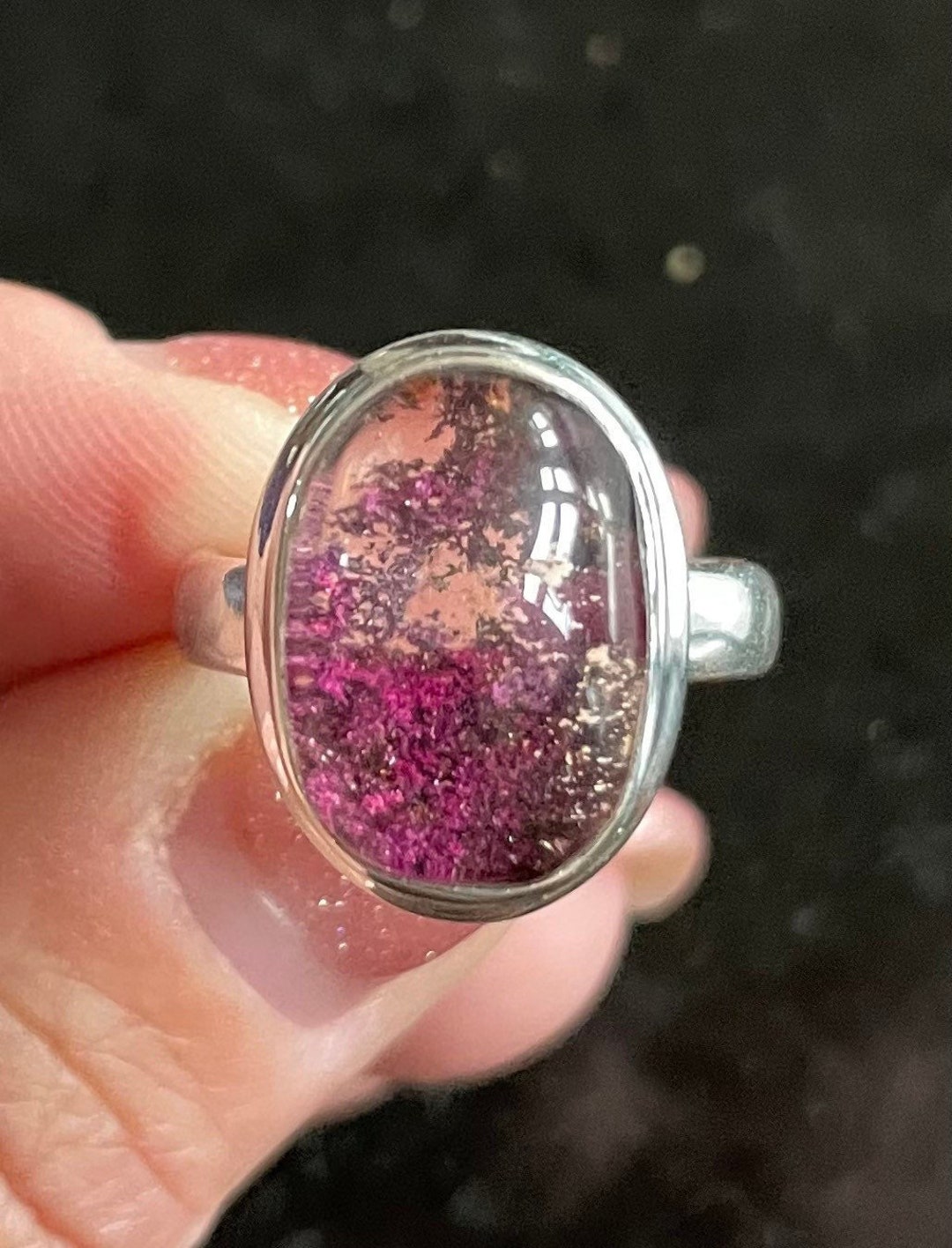Lodolite Sterling Silver Ring, Size 9, Vibrant Pink Scenic Quartz ...