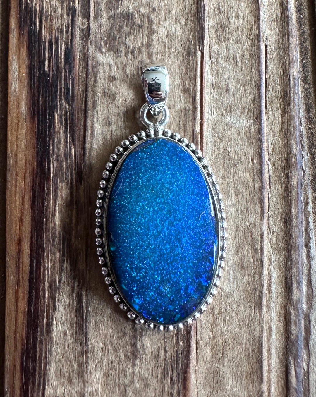 Blue Monarch Opal Sterling Silver Pendant, Sterling Opal Gem, Rare Blue ...