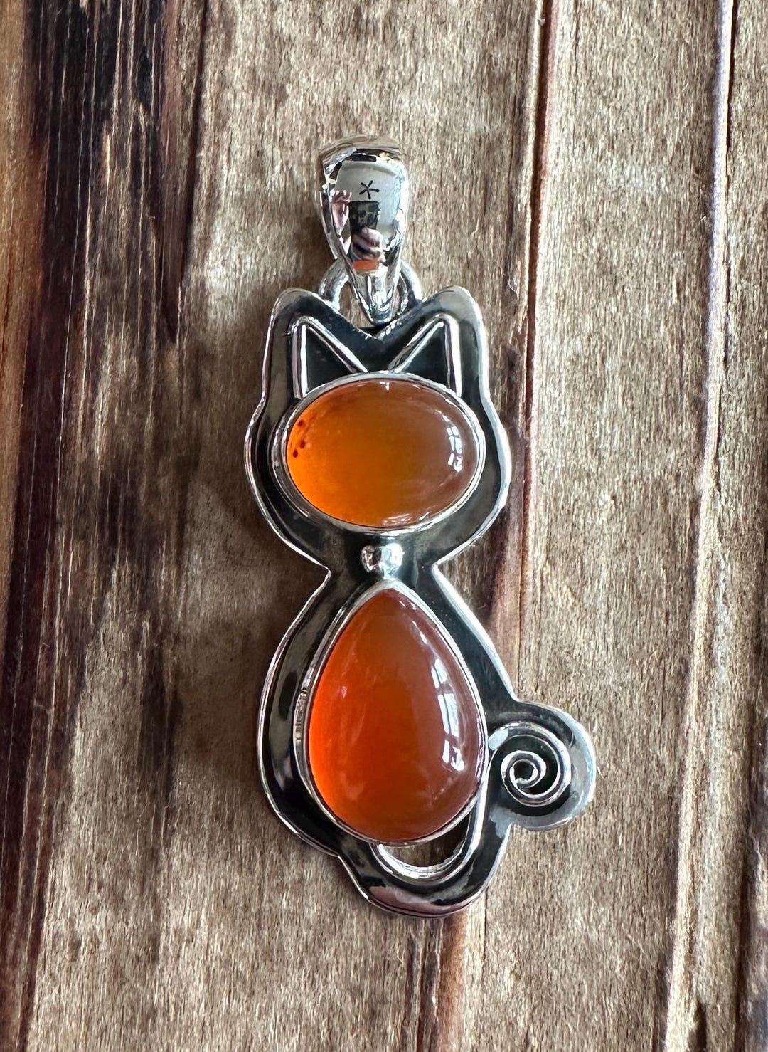 Carnelian Sterling Silver Kitty Pendant, Handmade Artisan Design ...