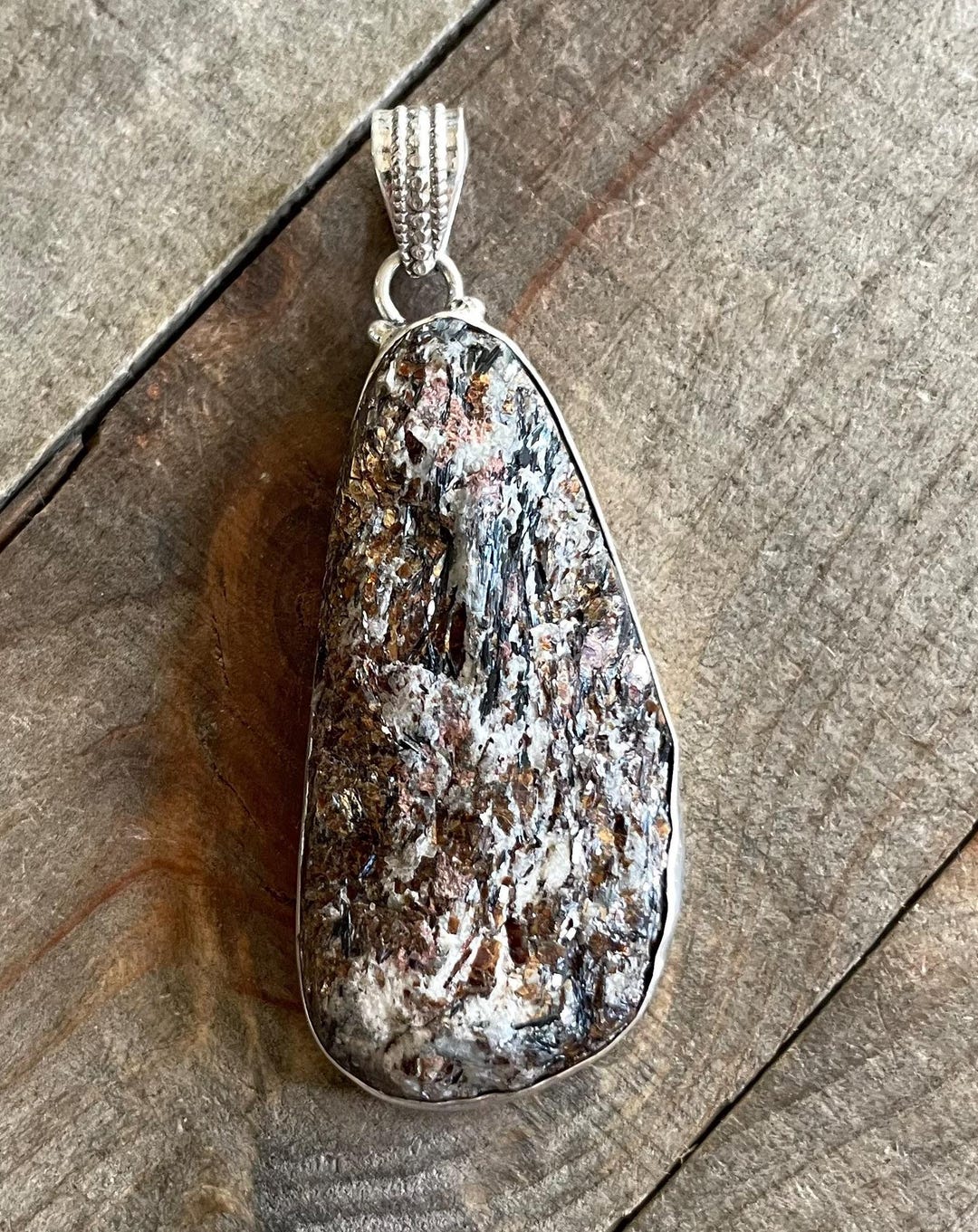 Rare Astrophyllite Sterling Silver Statement Pendant, Russian Gemstone ...