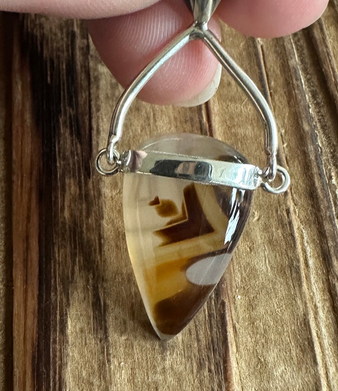 Montana Agate Sterling Silver Pendant, USA Gem, Yellowstone River ...