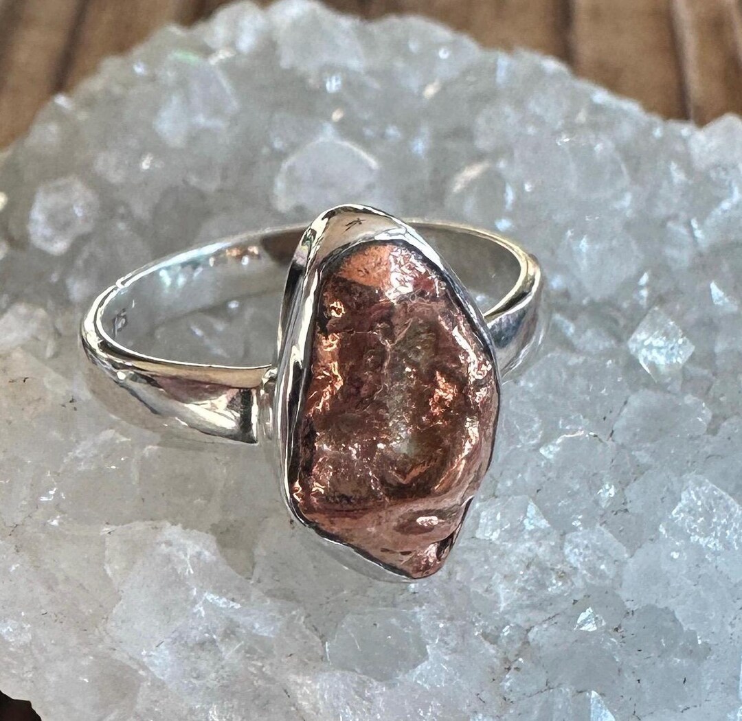 Copper Nugget Sterling Silver Ring, Size 7, Michigan USA, Natural ...