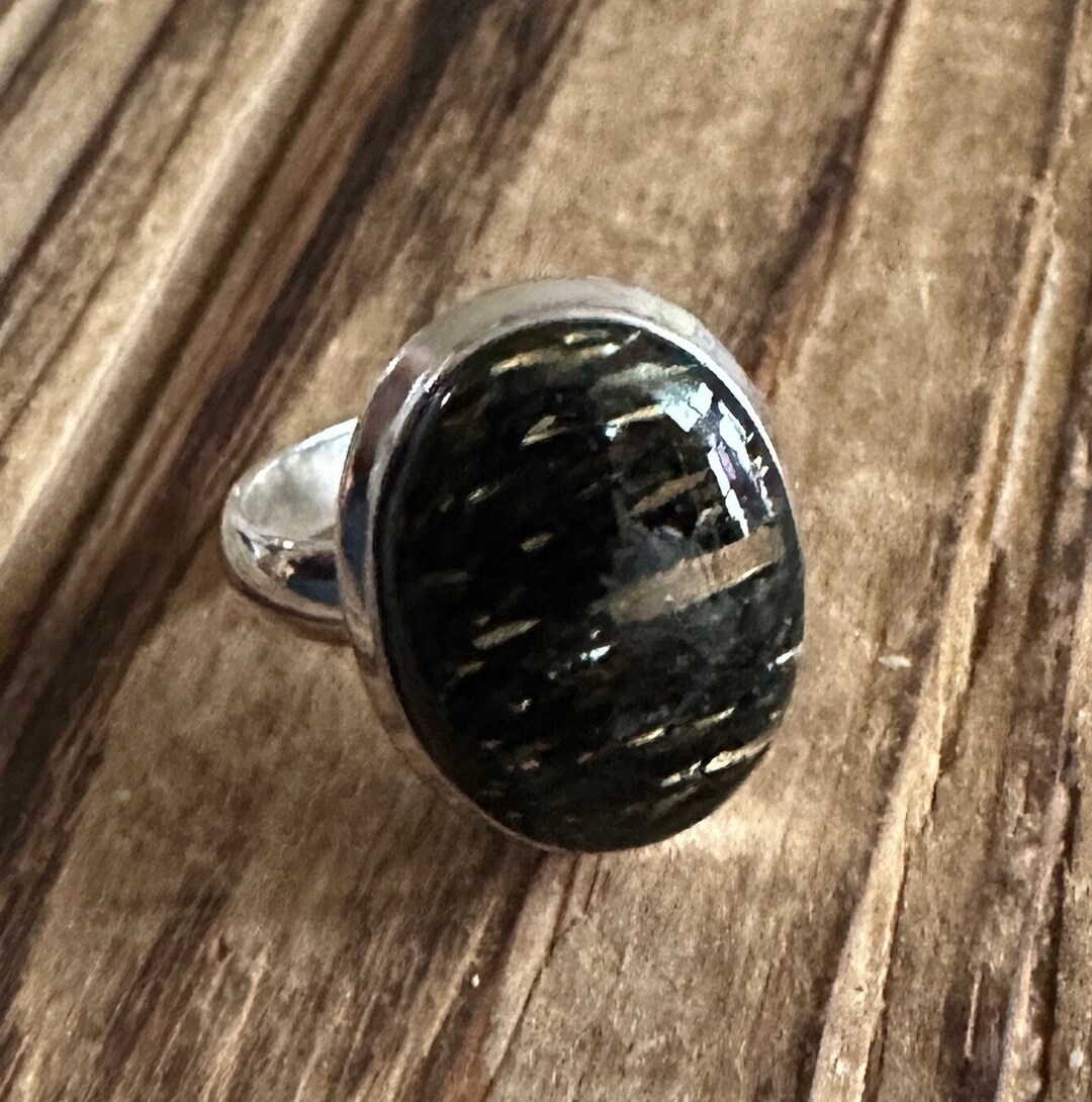 Rare Nuummite Sterling Silver Ring, Size 7, Greenland Gem, Oval ...