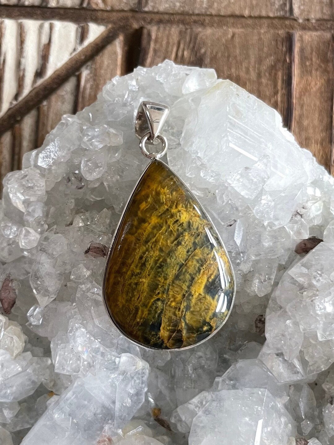 Rare Nellite Sterling Silver Pendant Honey Stone Gem Golden - Etsy