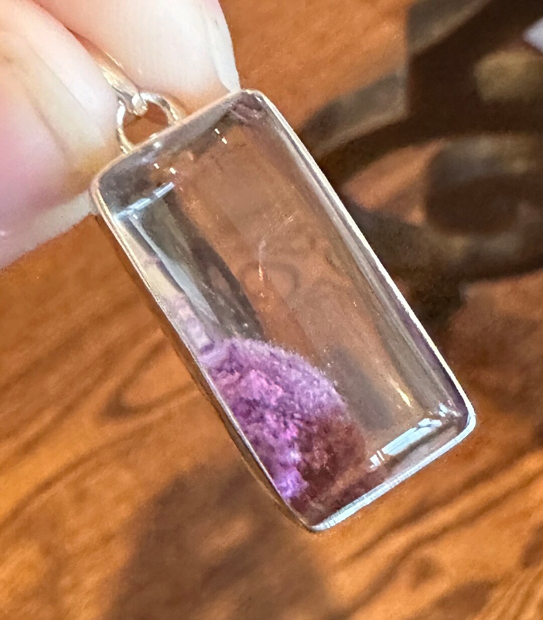 Lodolite Sterling Silver Statement Pendant, Pink Purple Scenic Quartz ...