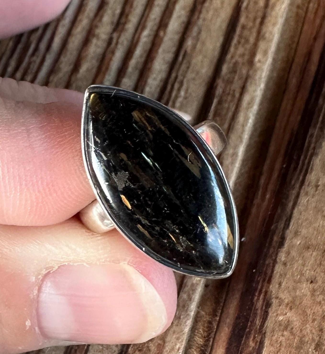 Rare Nuummite Sterling Silver Ring, Size 5.75 6, Greenland Gem ...