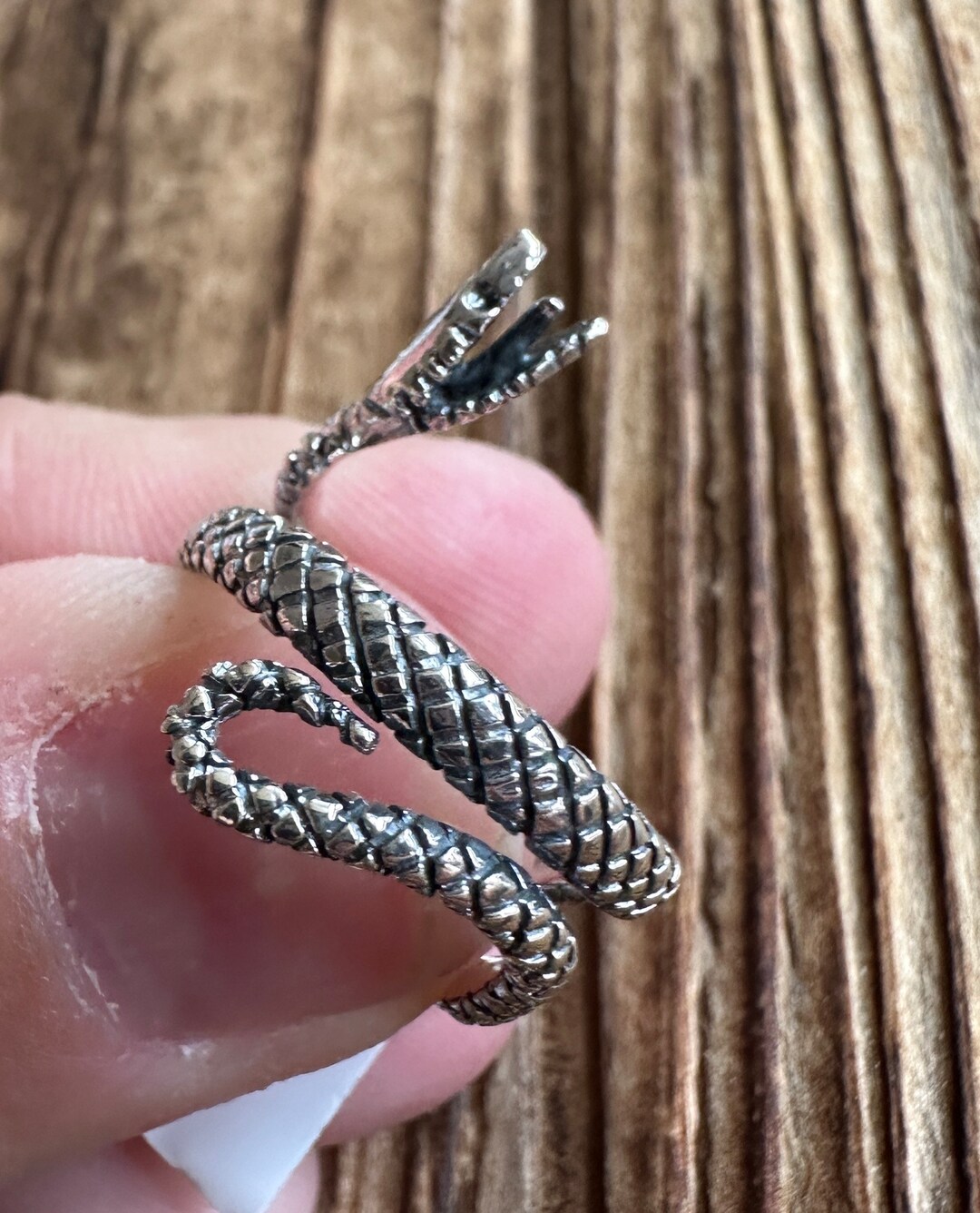 Statement Snake Sterling Silver Adjustable Ring by Charles Albert, Designer Piece, Adjustable ...