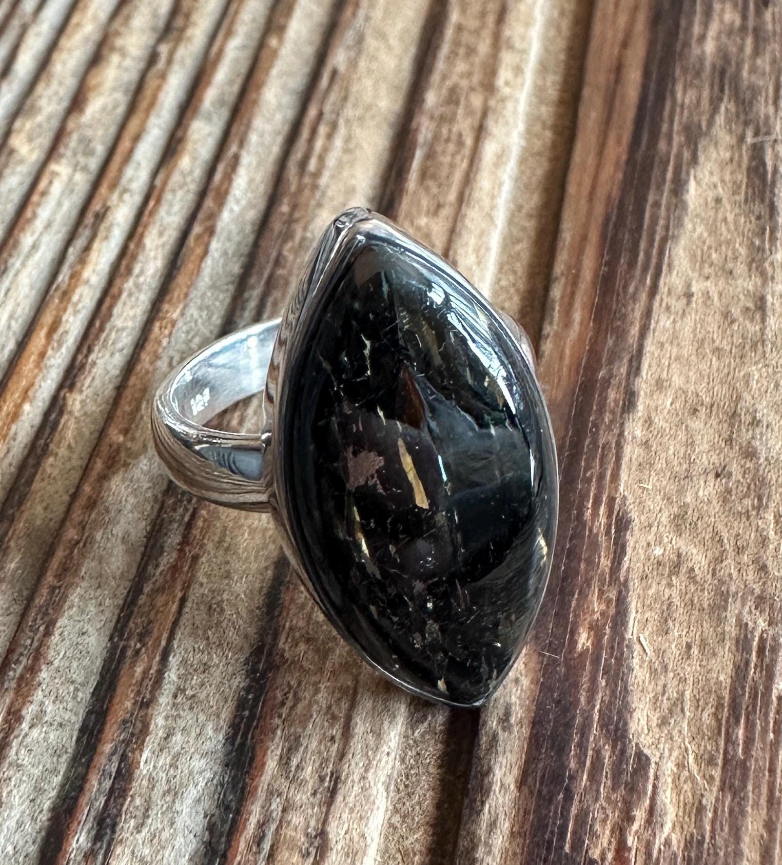 Rare Nuummite Sterling Silver Ring, Size 5.75 6, Greenland Gem ...