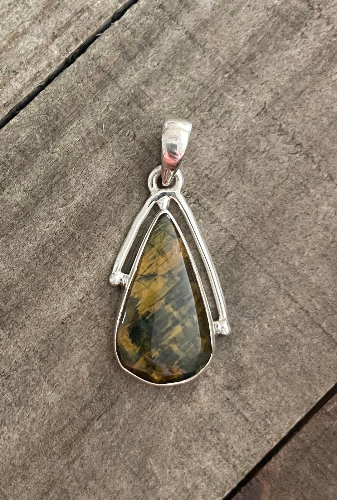Rare Nellite Sterling Silver Pendant, Honey Stone Gem, Golden Skies ...