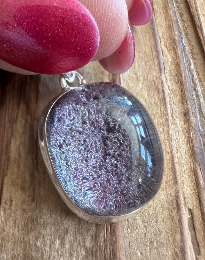 Lodolite Sterling Silver Statement Pendant, Purple Pink Gray Green ...