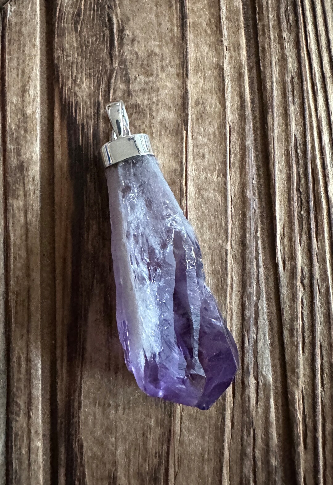 Amethyst Elestial Root Sterling Silver Pendant, Dragons Teeth, Rough ...