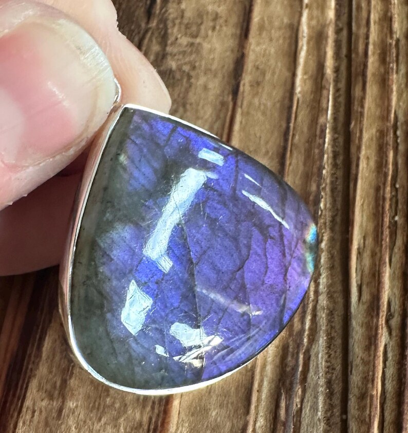 Huge Labradorite Sterling Silver Statement Pendant, Purple Flash Gem ...