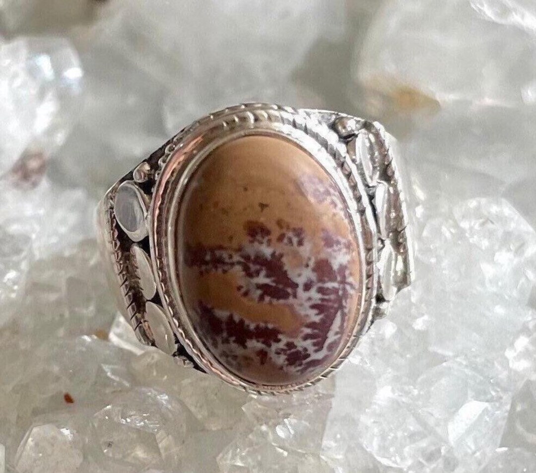 Sonoran Dendritic Rhyolite Sterling Silver Ring, Size 8.75, Patterned ...