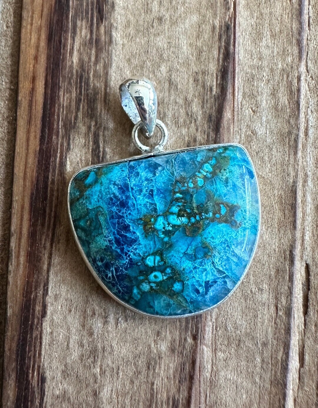 Shattuckite Sterling Silver Pendant, Arizona USA Gem, Teal Blue ...