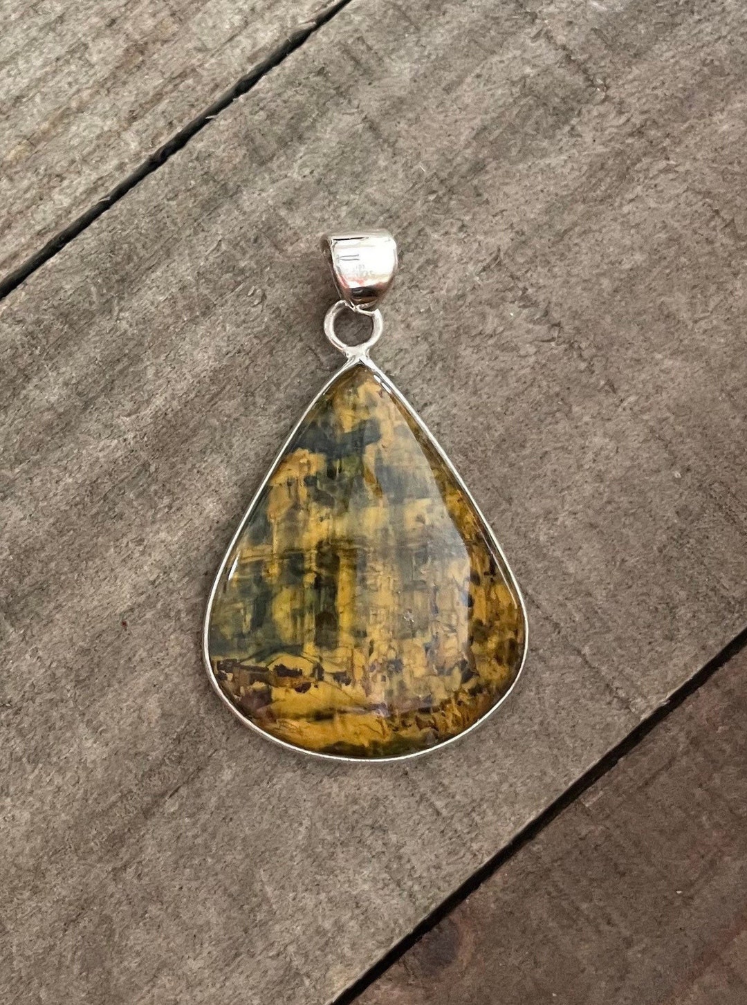Rare Nellite Sterling Silver Pendant, Honey Stone Gem, Golden Skies ...