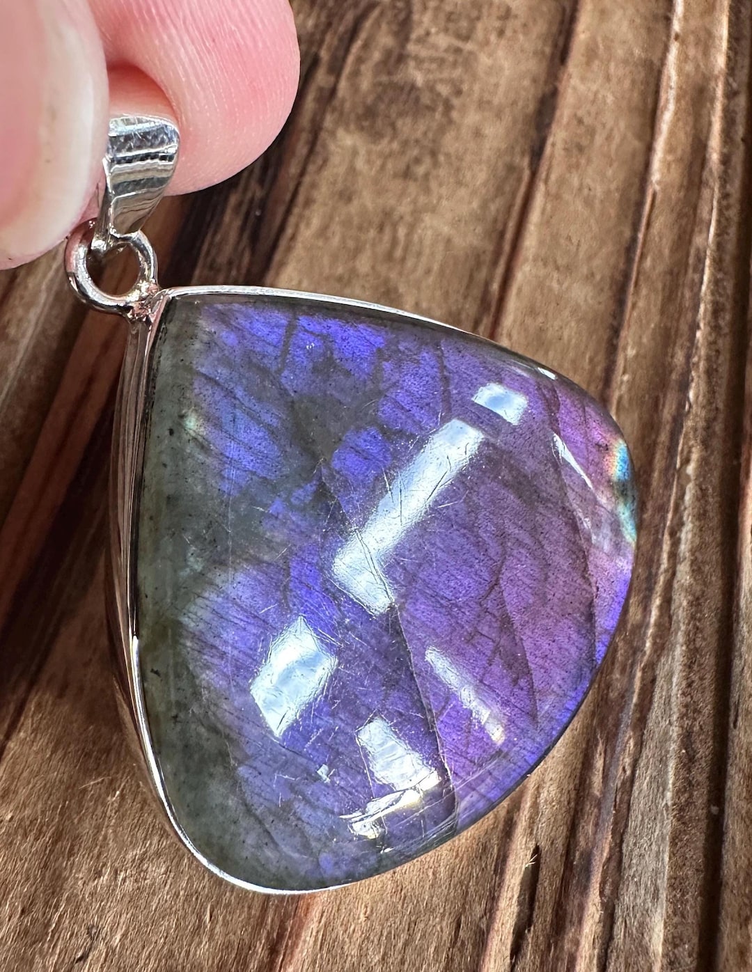 Huge Labradorite Sterling Silver Statement Pendant, Purple Flash Gem ...
