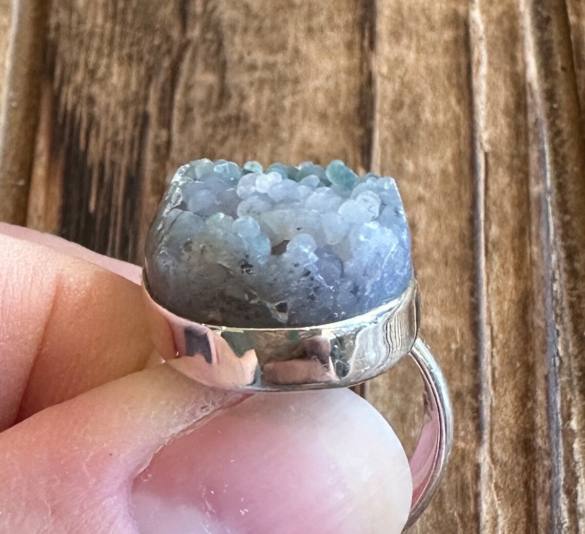 Rare Green Grape Agate Sterling Silver Ring, Size 7.5, Indonesian Gem ...