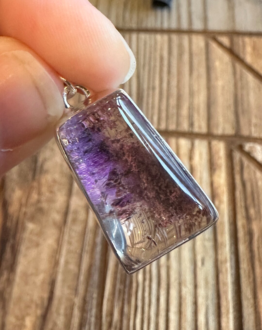 Lodolite Sterling Silver Statement Pendant, Pink Purple Scenic Quartz ...