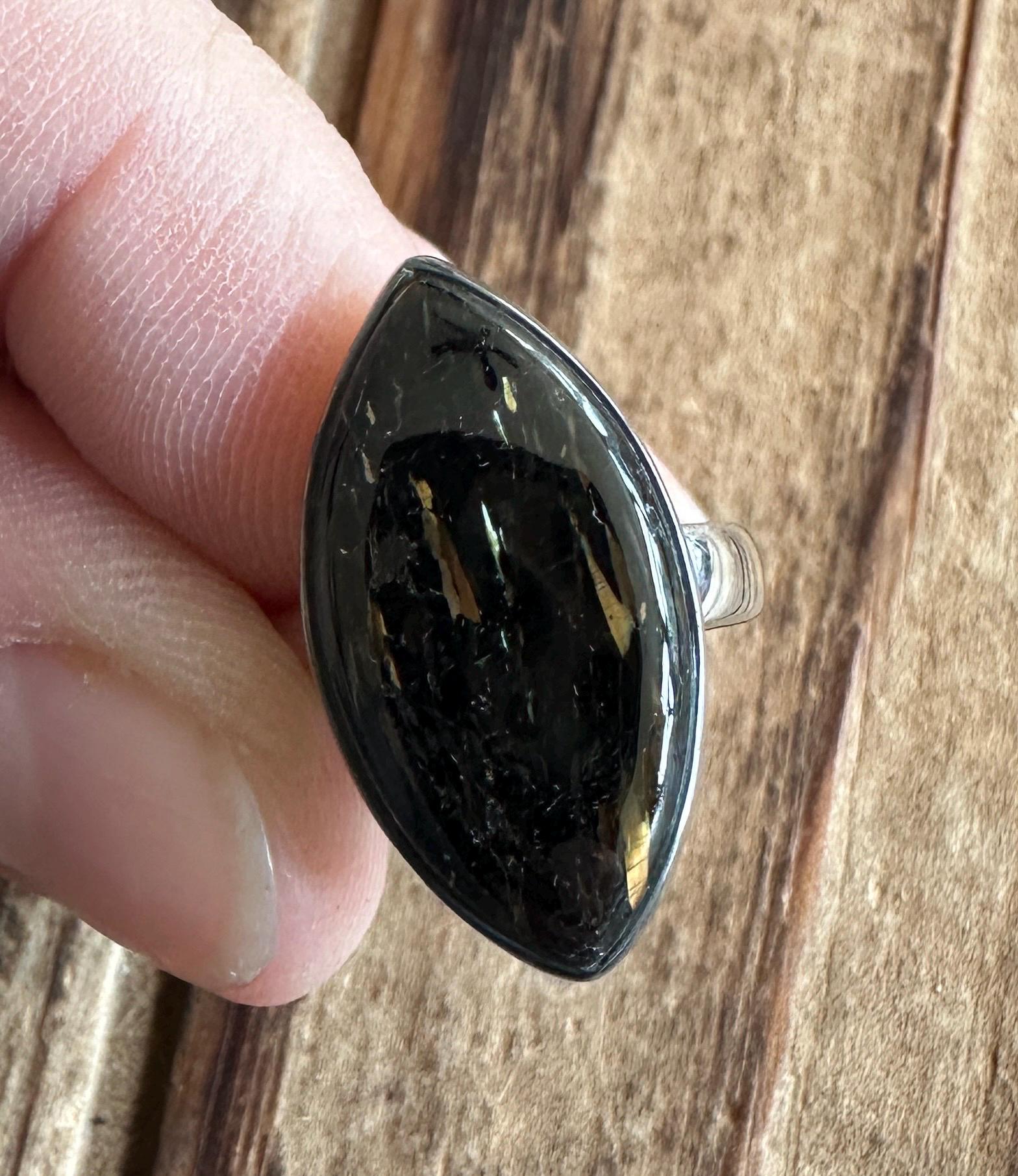 Rare Nuummite Sterling Silver Ring, Size 5.75 6, Greenland Gem ...
