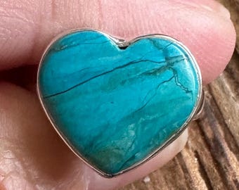 Peruvian Opalina Sterling Silver Ring, Size 7.5, Opalized Chrysocolla ...