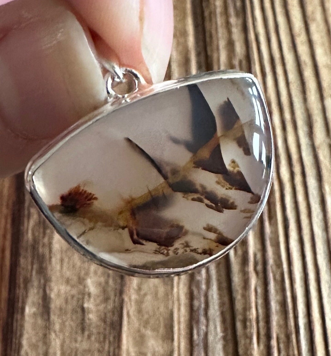 Montana Agate Sterling Silver Pendant, USA Gem, Yellowstone River ...