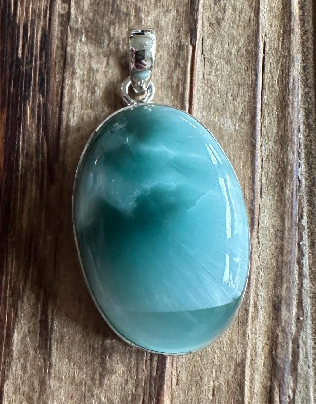 Green Blue Hemimorphite Sterling Silver Pendant, Oval Solitaire Gem ...