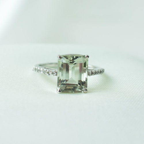Natural Green Amethyst Ring 925 Sterling Silver Ring Octagon - Etsy