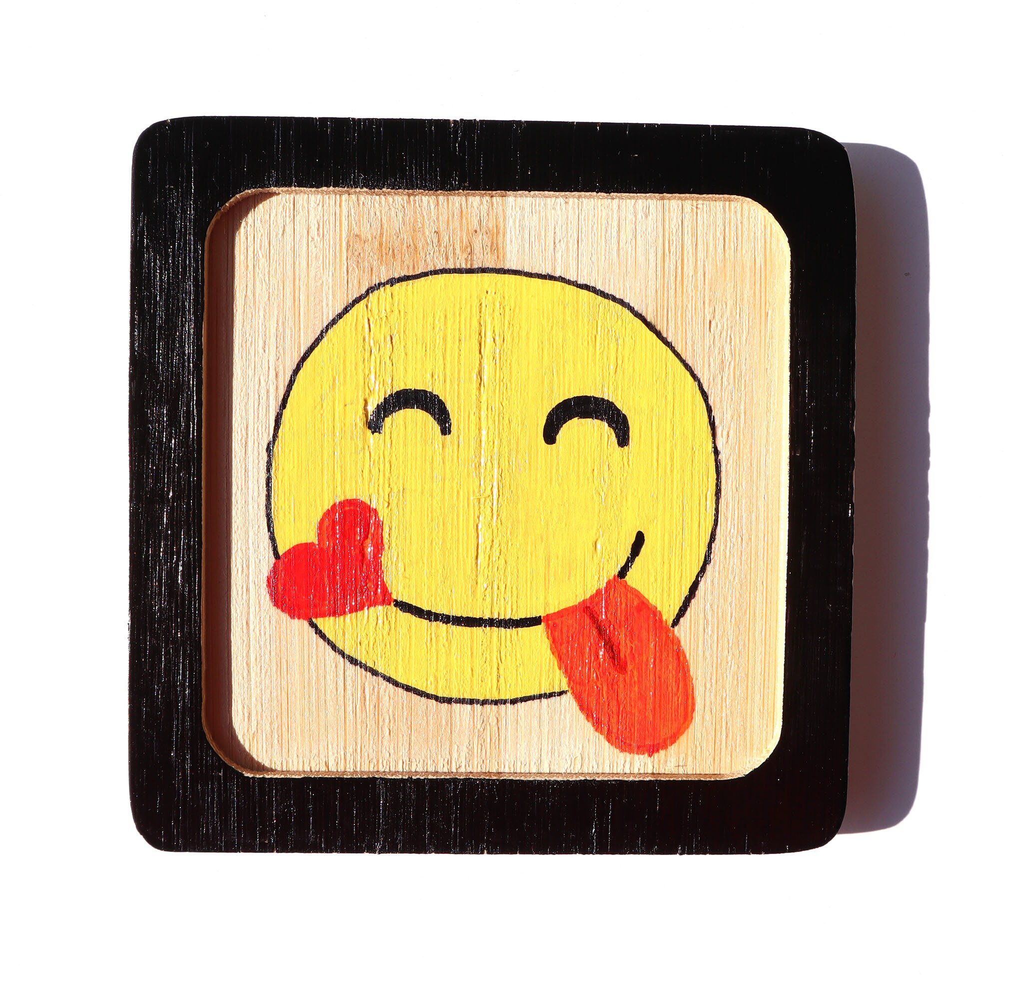 Bamboo Wooden Drink Coasters Smiley Face Coasters Hand - Etsy UK