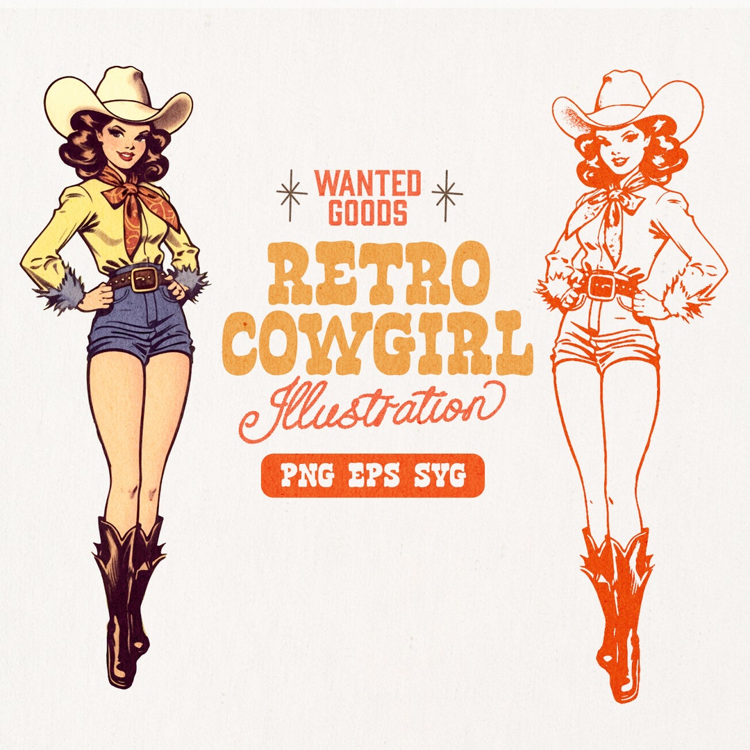 Retro Cowgirl Clipart Retro Cowgirl Graphics Vintage Cowgirl Png