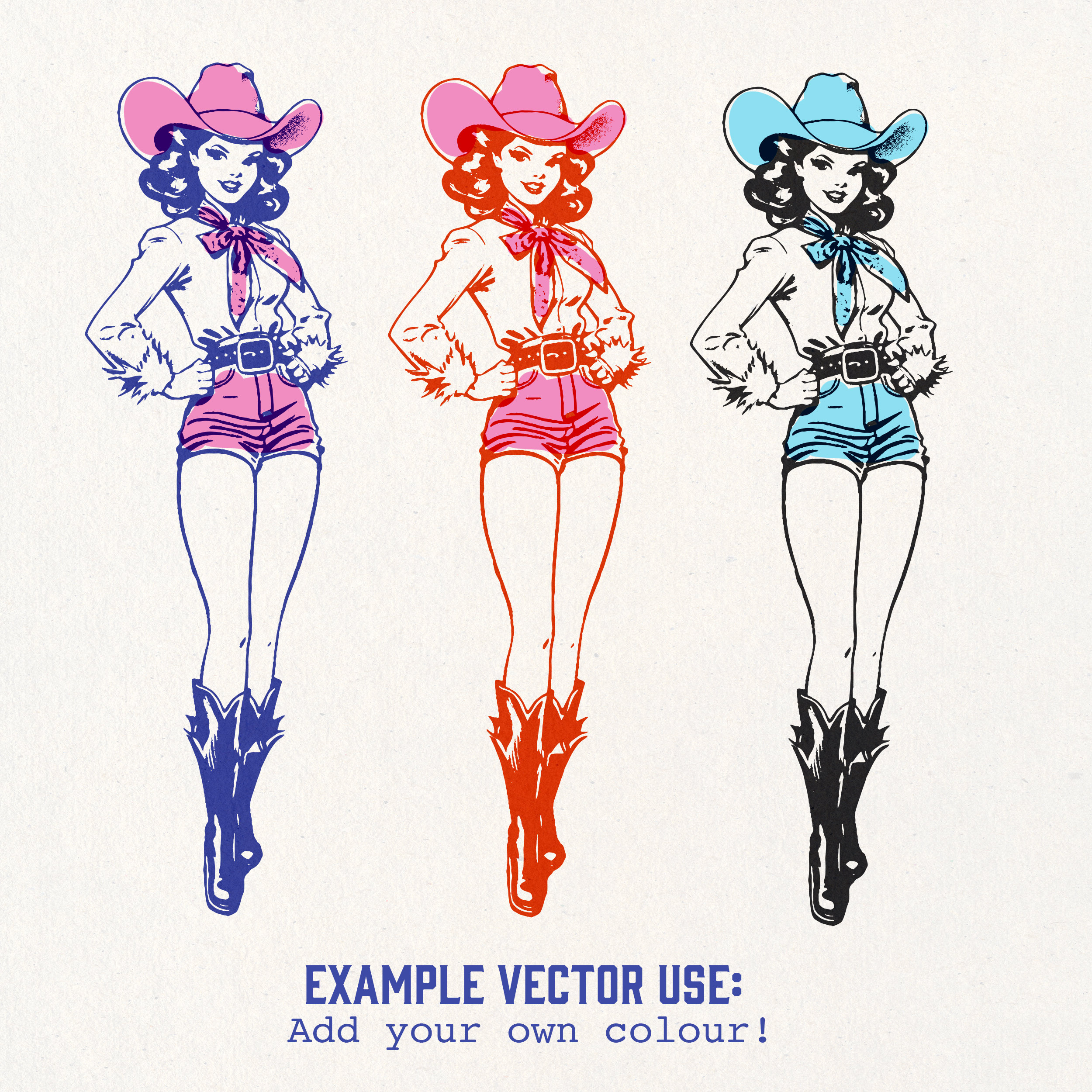 Retro Cowgirl Clipart | Retro Cowgirl Graphics | Vintage Cowgirl PNG ...