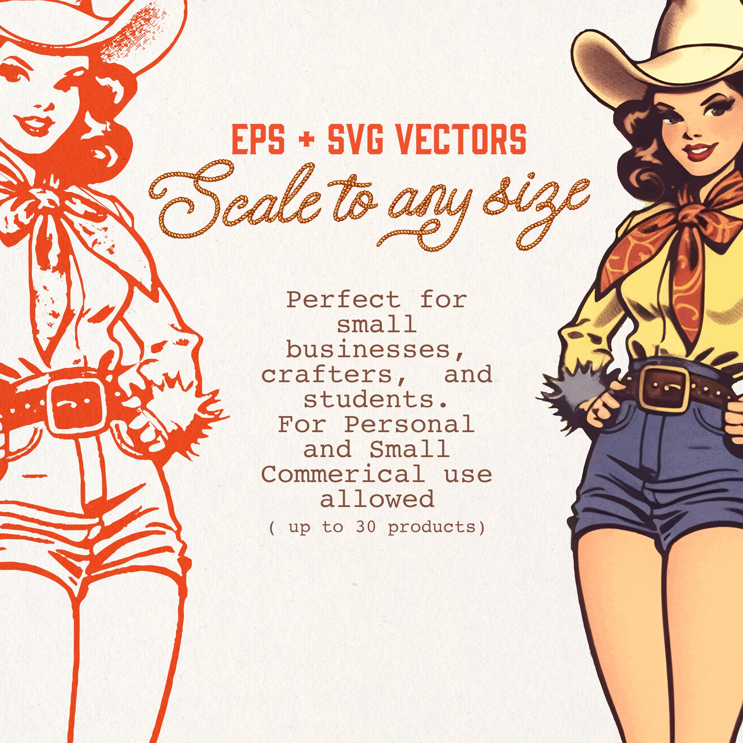 Retro Cowgirl Clipart Retro Cowgirl Graphics Vintage Cowgirl PNG SVG ...