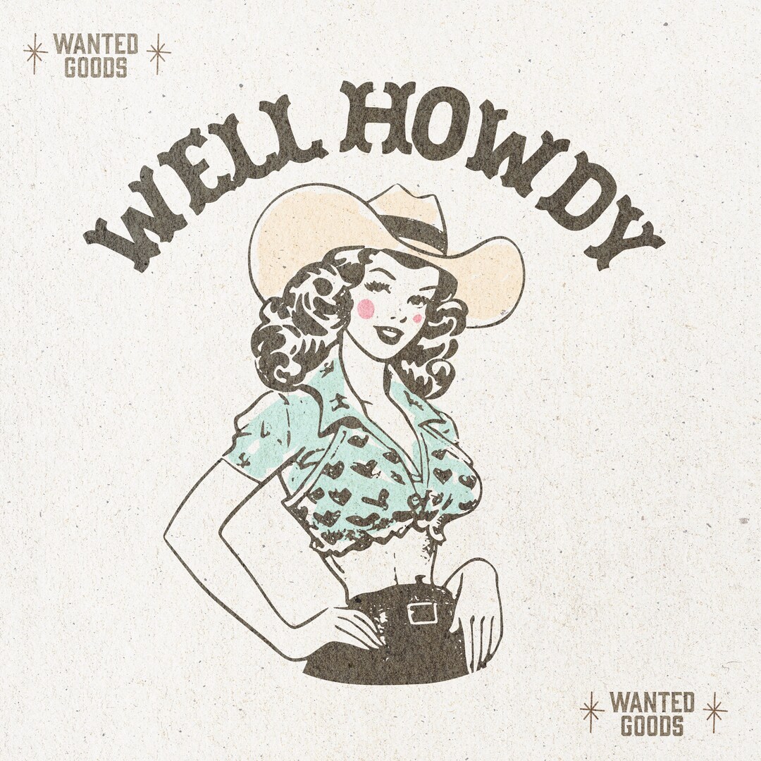 Retro Cowgirl Howdy Transparent PNG Digital Download | Cowgirl ...