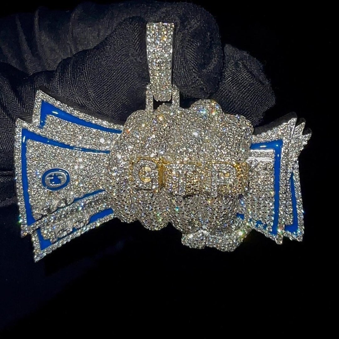 Iced Out Money Pendant, Hip Hop Logo Pendant for Men, Iced Out Custom ...