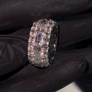 Iced Out Moissanite Eternity Ring – Sterling Silver Luxury Jewelry for ...