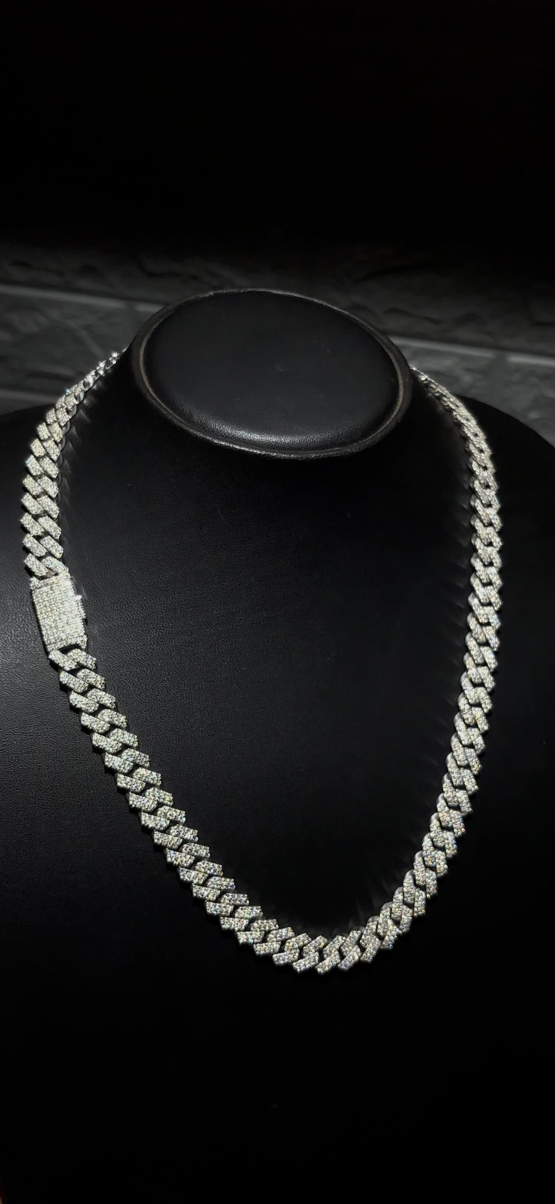 Iced Out 10MM Lab Diamond Cuban Chain, 925 Sterling Silver - Etsy