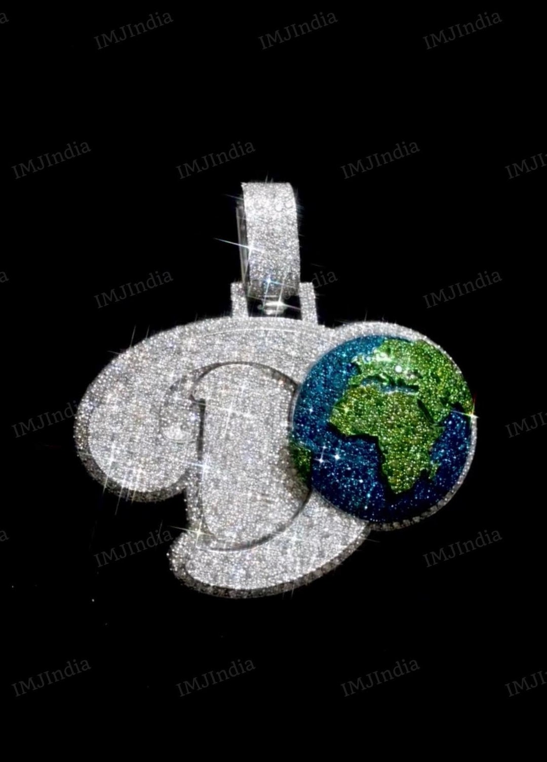 Custom Globe World Pendant Necklace, VVS Natural Moissanite, Custom ...