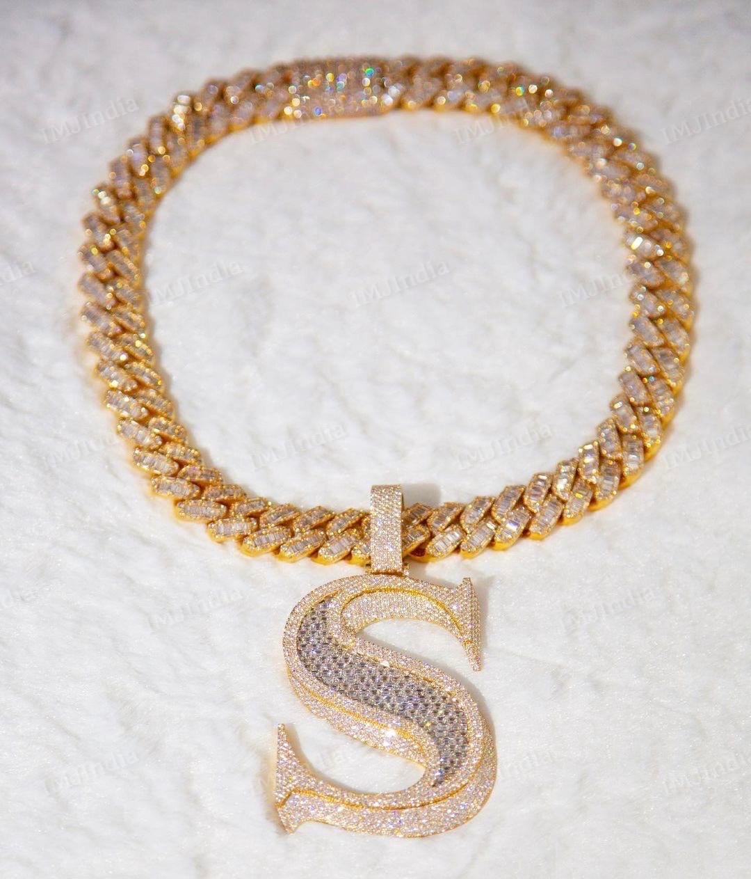 Custom S Letter Pendant, Iced Out Moissanite Pendant, Mens Custom ...
