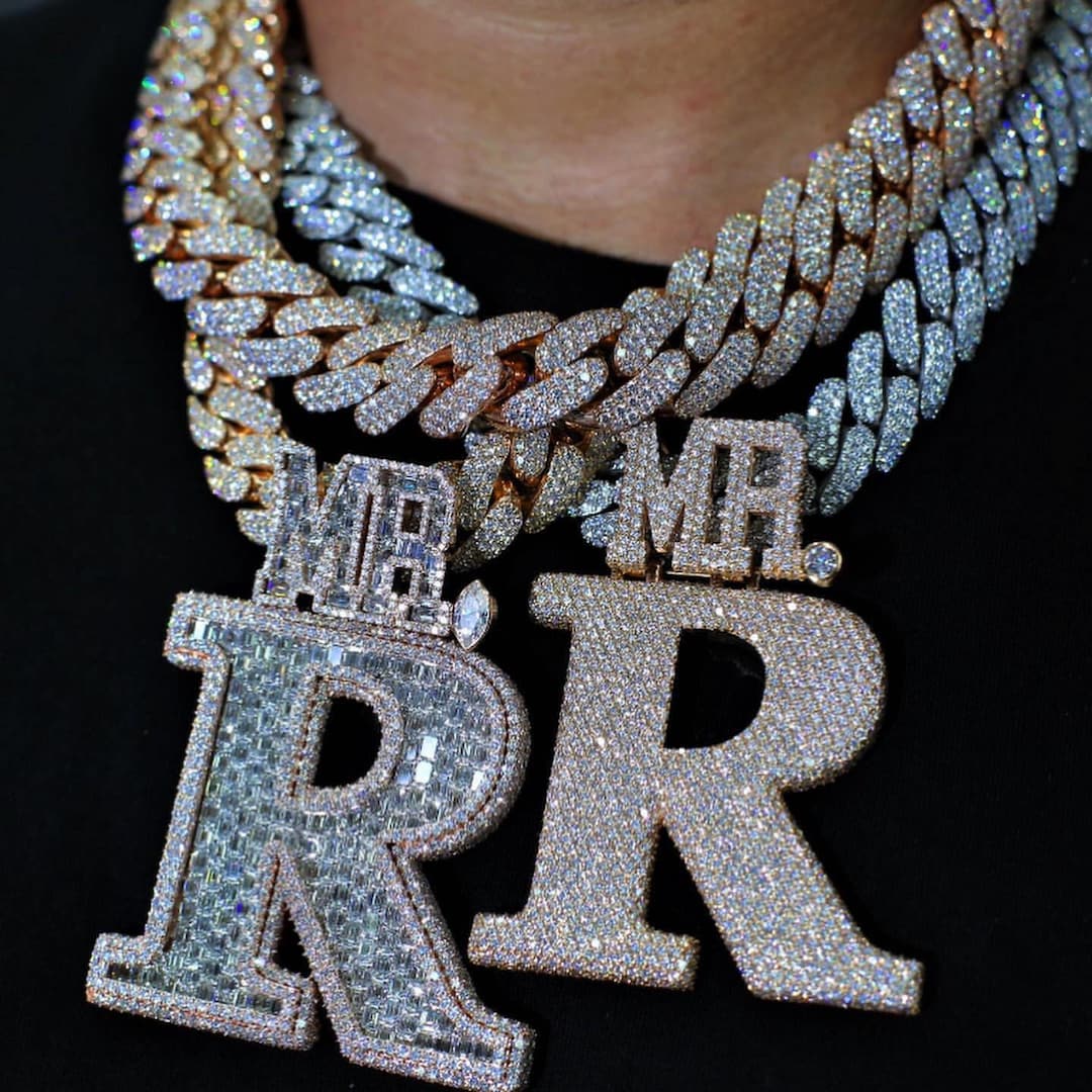 Custom "r" Letter Pendant, VVS1 D Real Moissanite, Custom Hip Hop ...