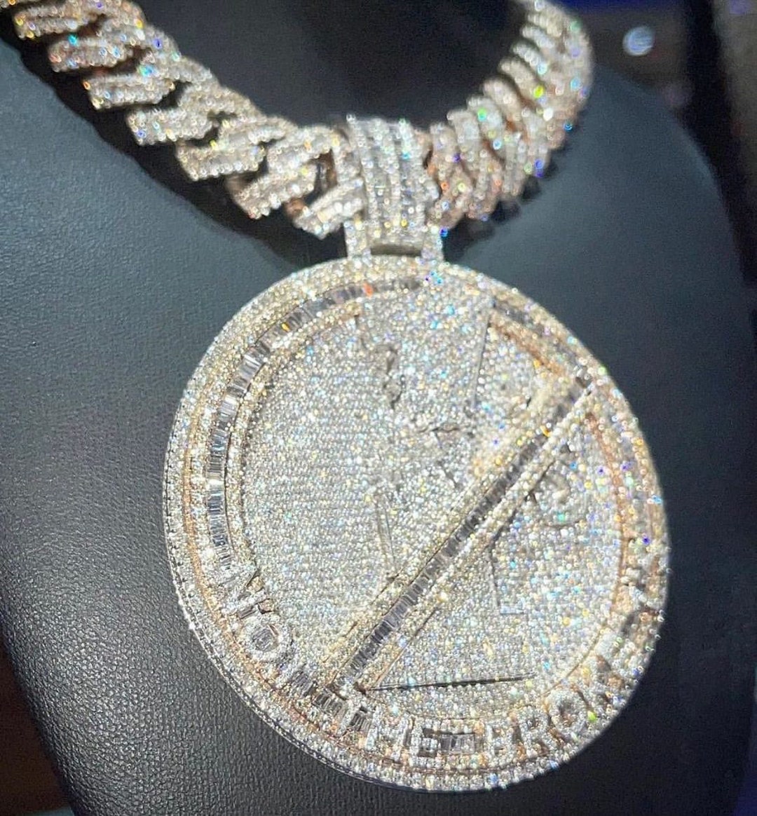 Iced Out Circle Hip Hop Moissanite Pendant, Rapper Logo Pendant, Miami ...