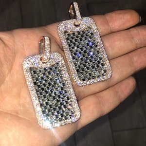 Iced Out Dog Tag Moissanite Pendant, Iced Out Dog Tag Hip Hop Pendant ...