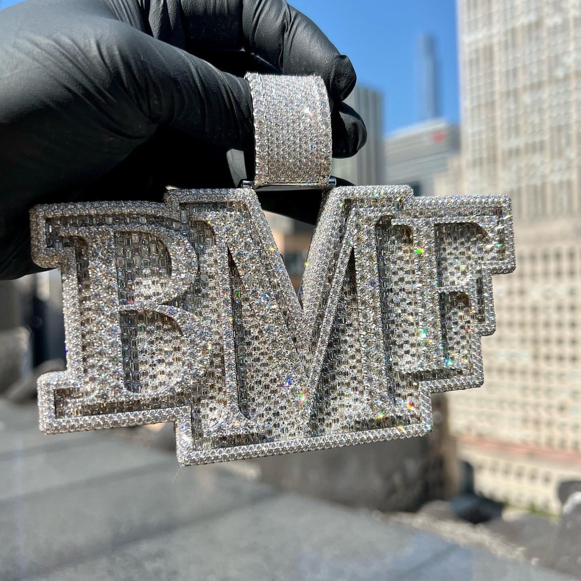 Custom BMF Pendant, Iced Out Pendant, Huge Three Letter Pendant ...