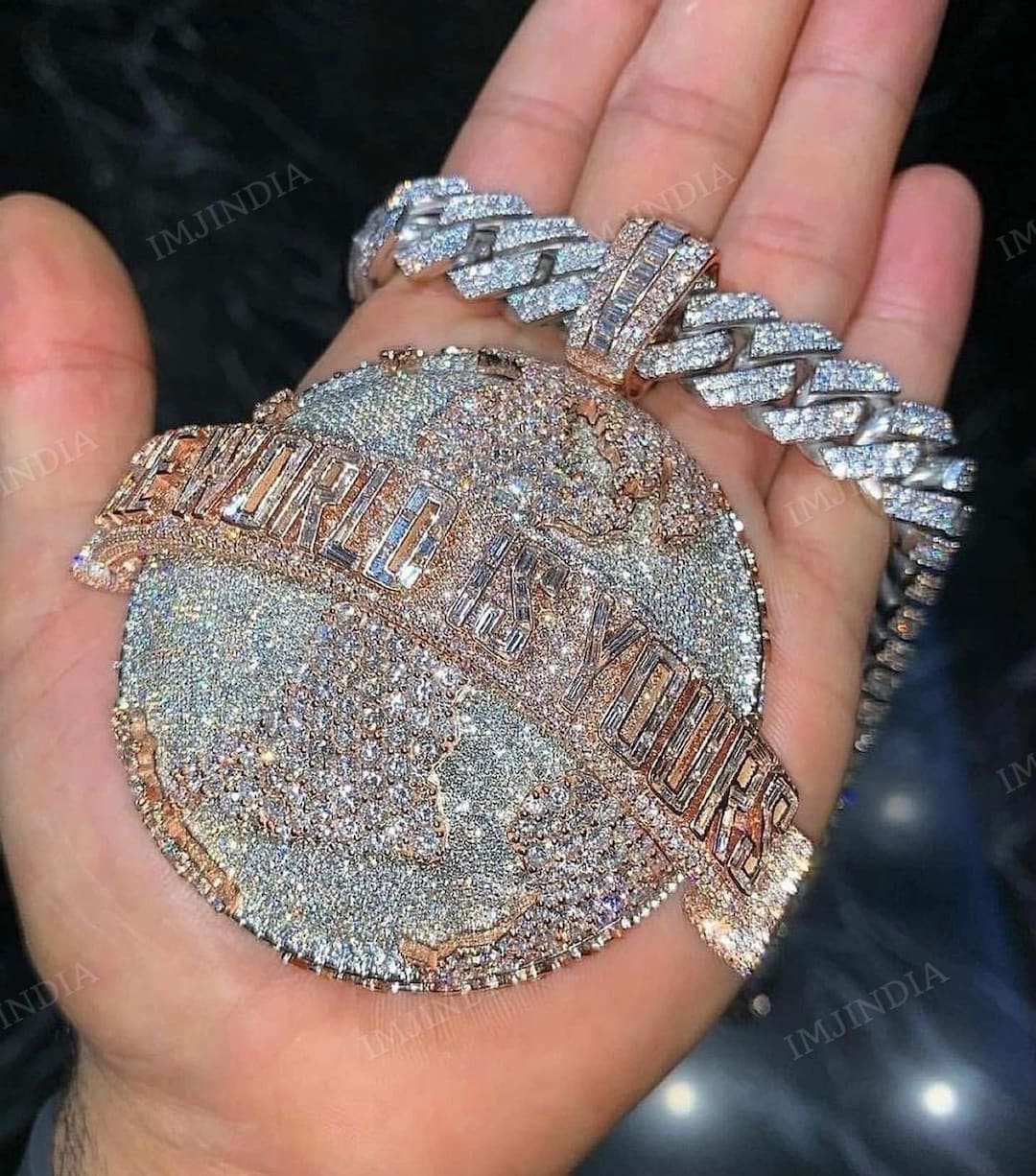 Custom Globe World Pendant Necklace, VVS Natural Moissanite, the World ...