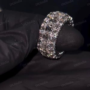 Iced Out Moissanite Eternity Ring – Sterling Silver Luxury Jewelry for ...