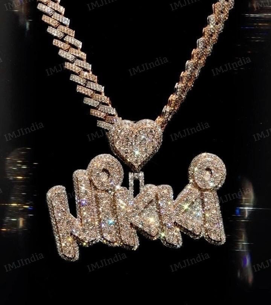 Custom Iced Out Name Pendant, Women’s Letter Pendant, Real Moissanite ...