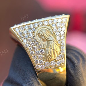 Iced Out Jesus Ring, Iced Out Mother Mary Ring, Moissanite Ring, Name ...