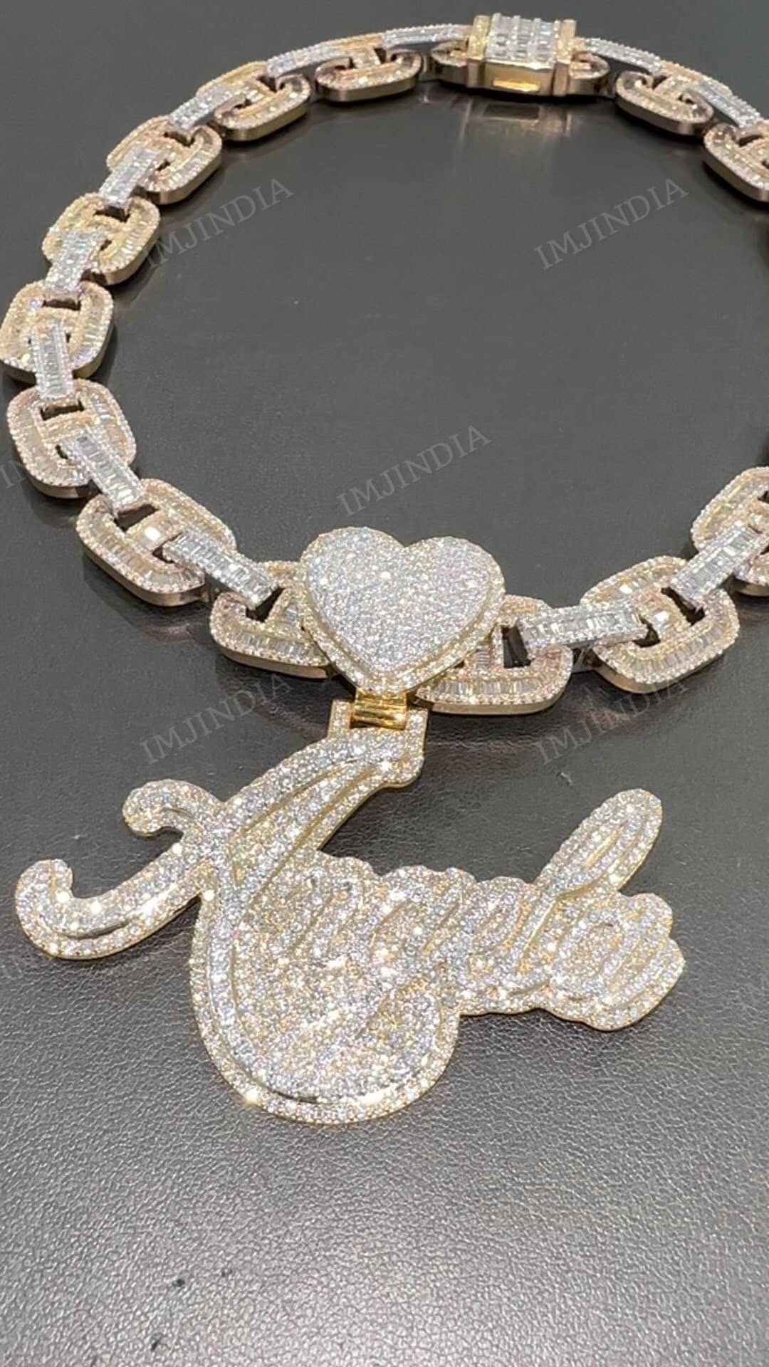 Custom Name Pendant, Iced Out Charm Pendant, Custom Heart Bail, Hip Hop ...