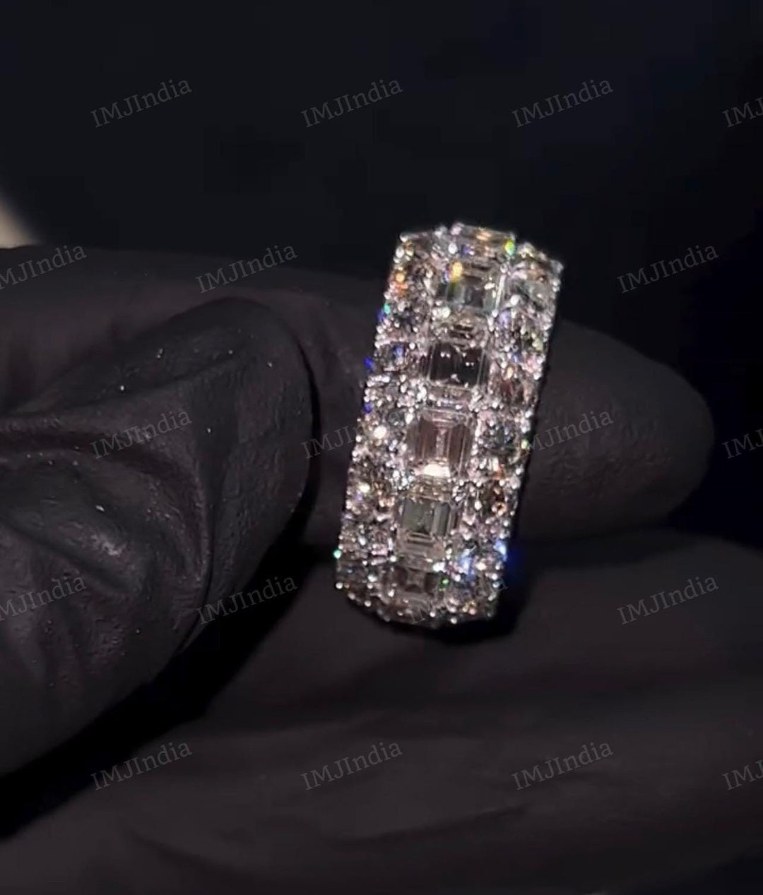 Iced Out Moissanite Eternity Ring – Sterling Silver Luxury Jewelry for ...