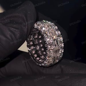 Iced Out Moissanite Eternity Ring – Sterling Silver Luxury Jewelry for ...